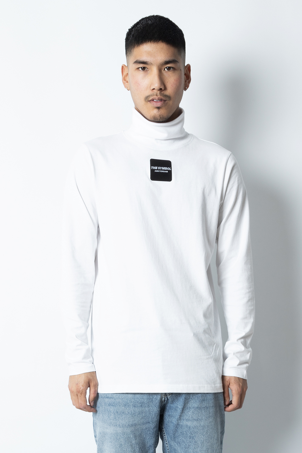 Drakesboutique - THE SYMBOL Outside Label Logo Turtleneck White