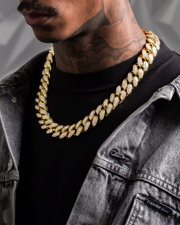 Drakesboutique - King Ice 14k Gold Plated 18mm Miami Cuban Link Chain ...